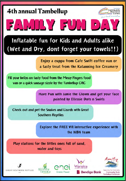 Save the Date - Tambellup CRC 4th Annual Family Fun Day » Shire of Broomehill-Tambellup